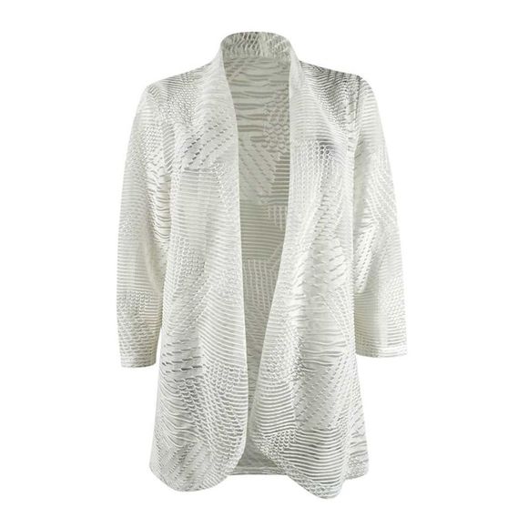 Kasper | Sweaters | Kasper Womens Patterned Sheer Cardigan M Vanilla ...